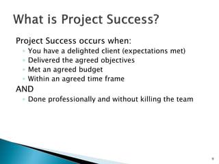 Project Management Overview by Darryl Vleeming | PDF