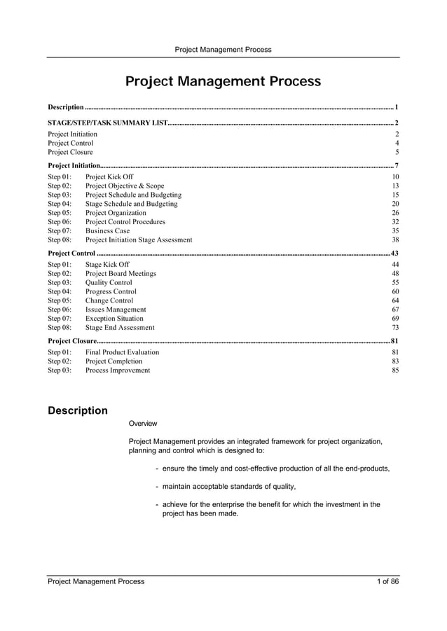 Project Management Process | PDF