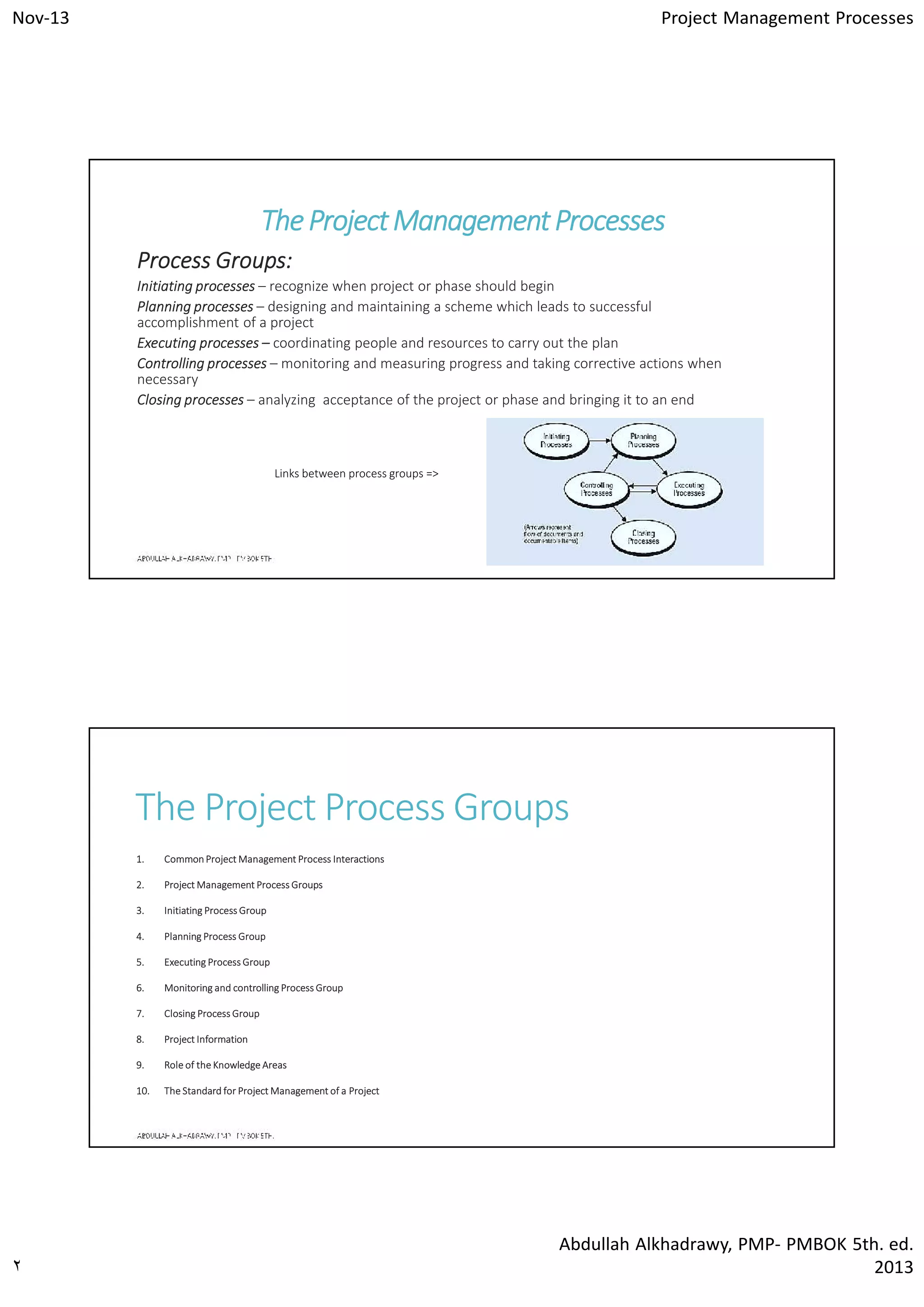 PMP PMBok 5th Project management processes | PDF | Business | Business ...