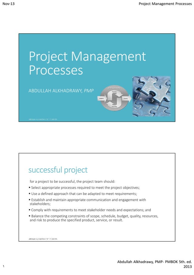 PMP PMBok 5th Project management processes | PDF | Business | Business and Finance
