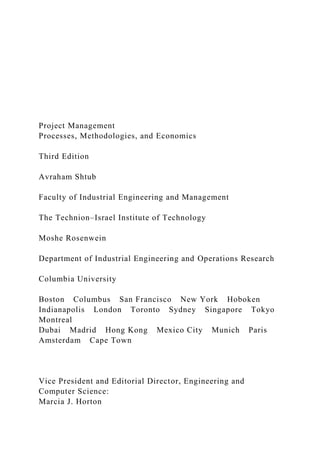 Project ManagementProcesses, Methodologies, and Econ.docx