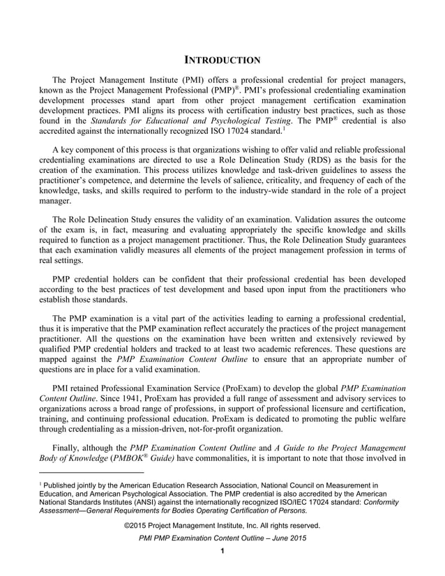 Project management professional exam outline | PDF