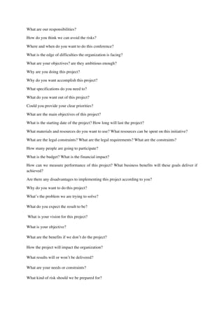 Project management questions list | PDF