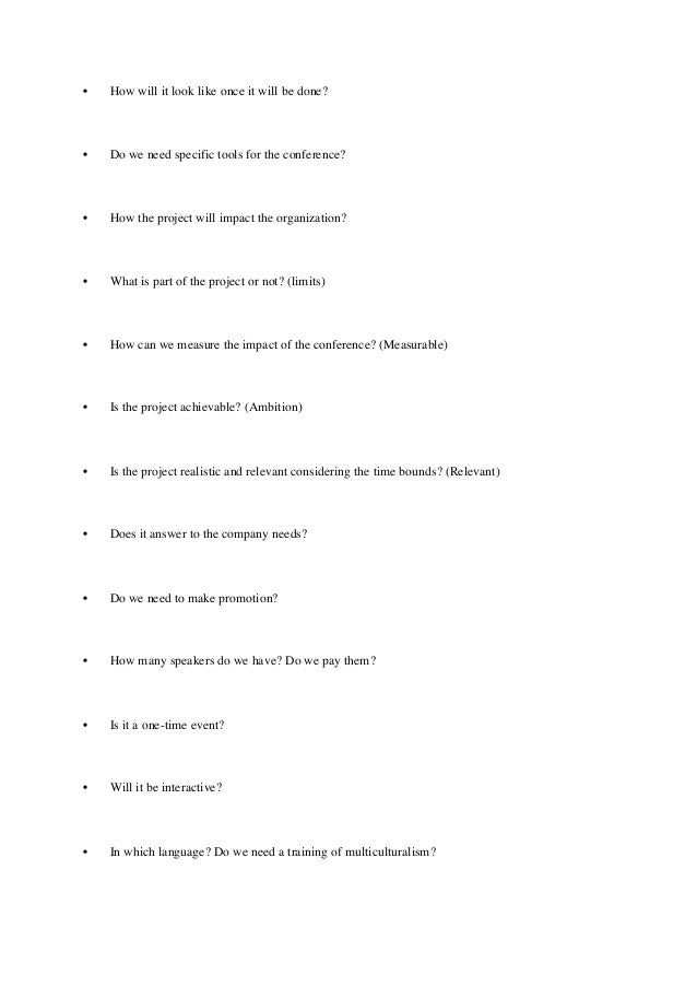 Project management questions list