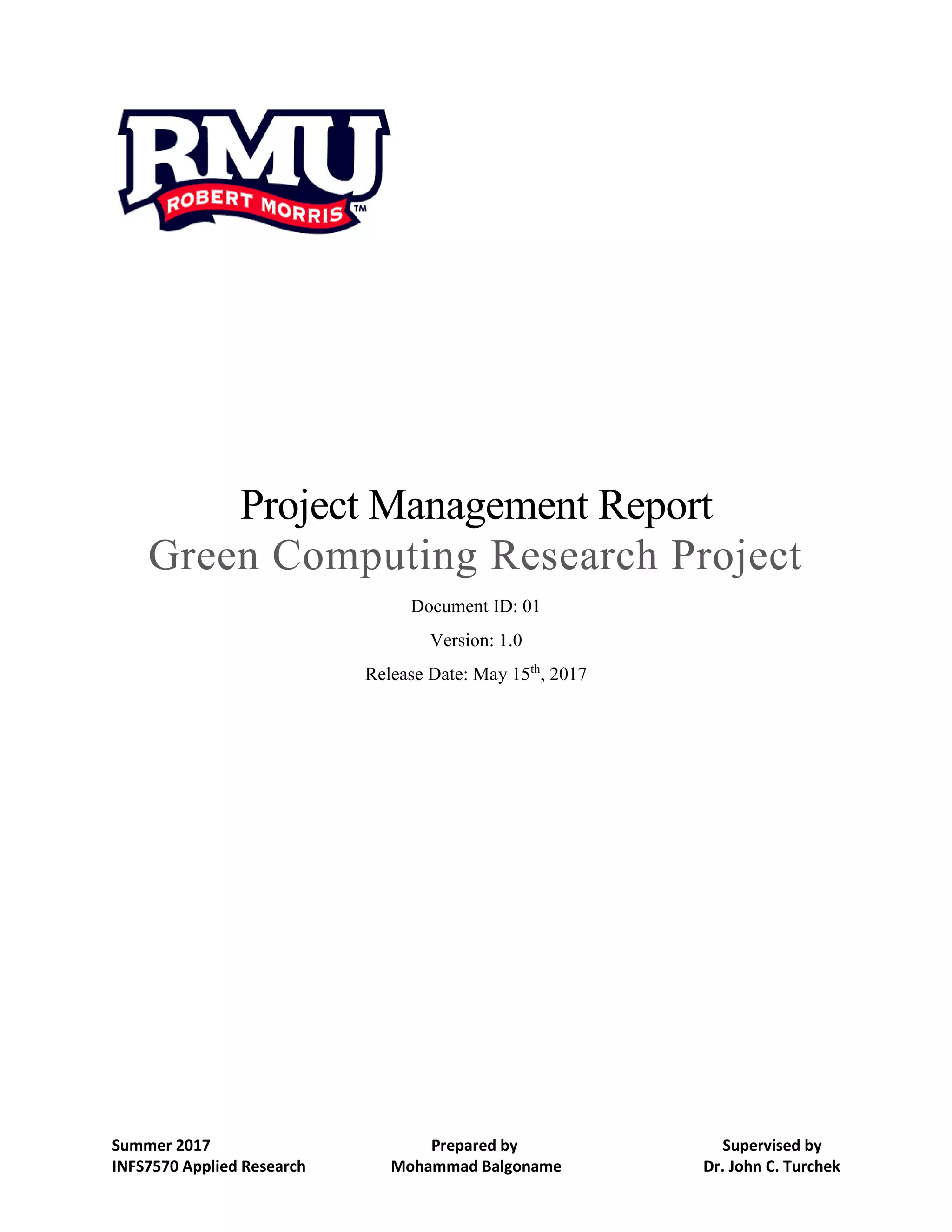 Green Computing Research: Project management report | PDF