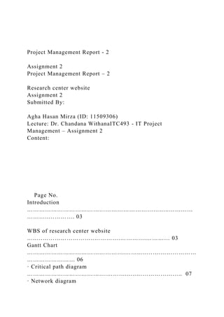 Project Management Report - 2Assignment 2Project Managemen.docx