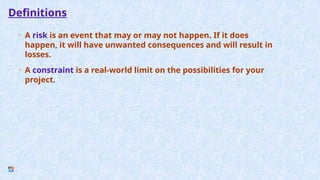 Project Management Risks and Constraints | PPTX | Business | Business and Finance