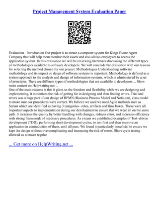 Project Management System Evaluation Paper | PDF