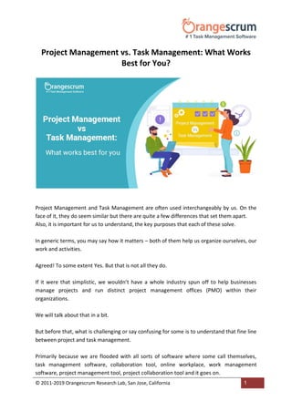 Project Management vs Task Management: What Works Best for You | PDF