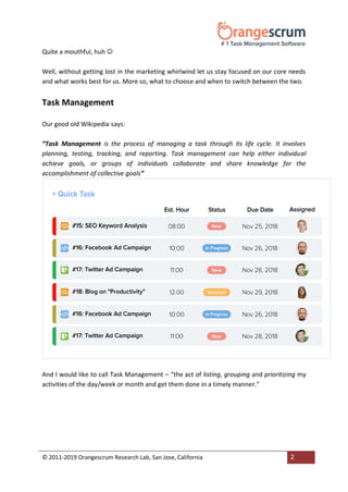 Project Management vs Task Management: What Works Best for You | PDF