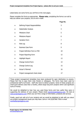 Project management templates | PDF