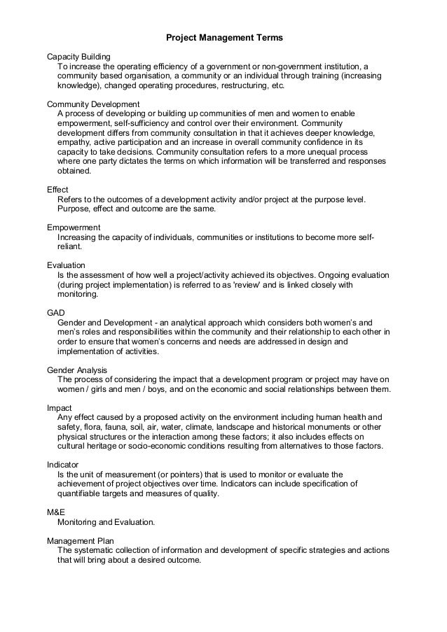 Project management terms