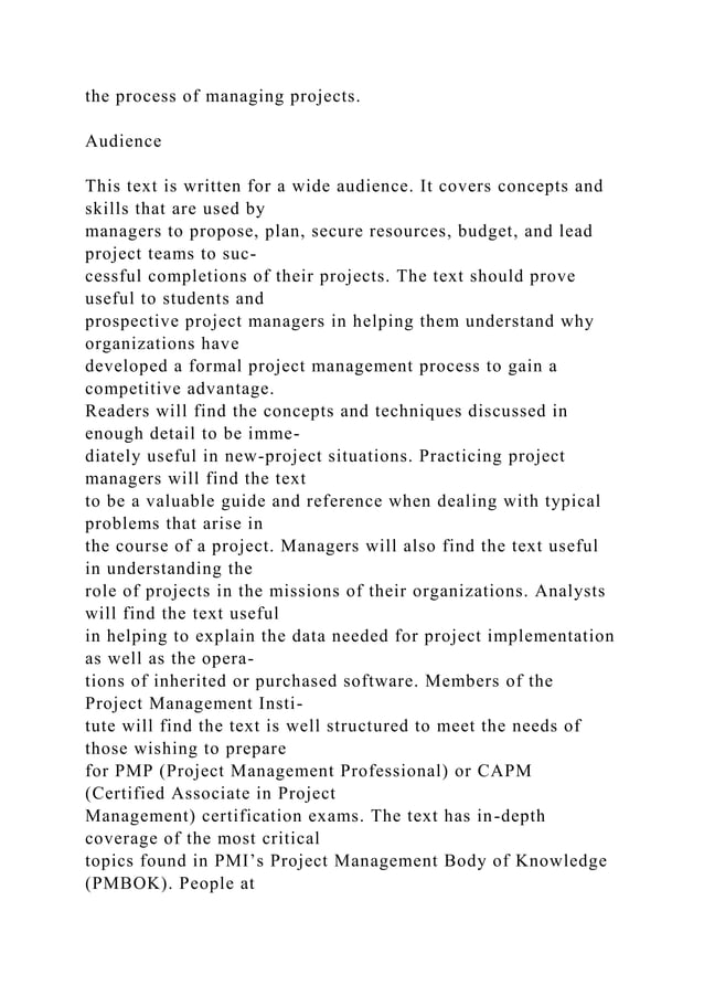 PROJECT MANAGEMENTTHE MANAGERIAL PROCESS 7EERIK W. L.docx | Mechanical ...
