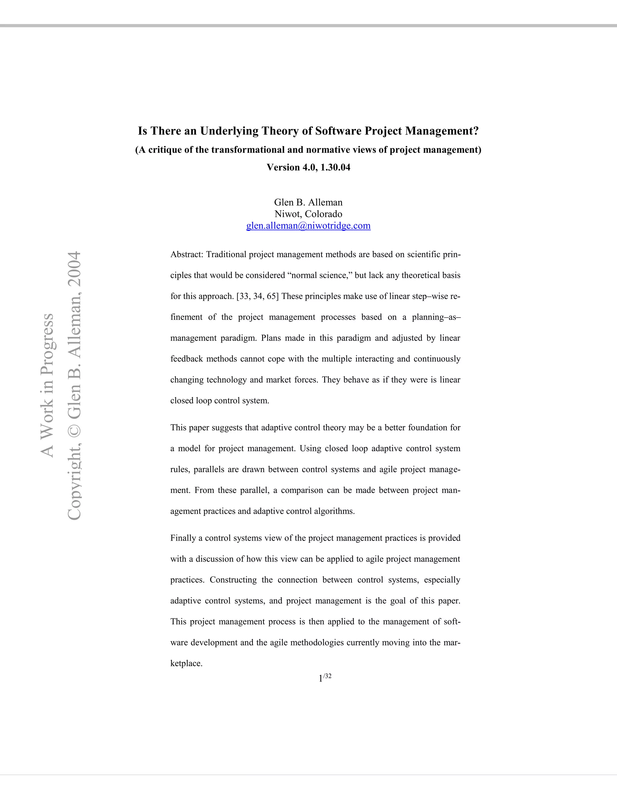 Theory of Project Management | PDF