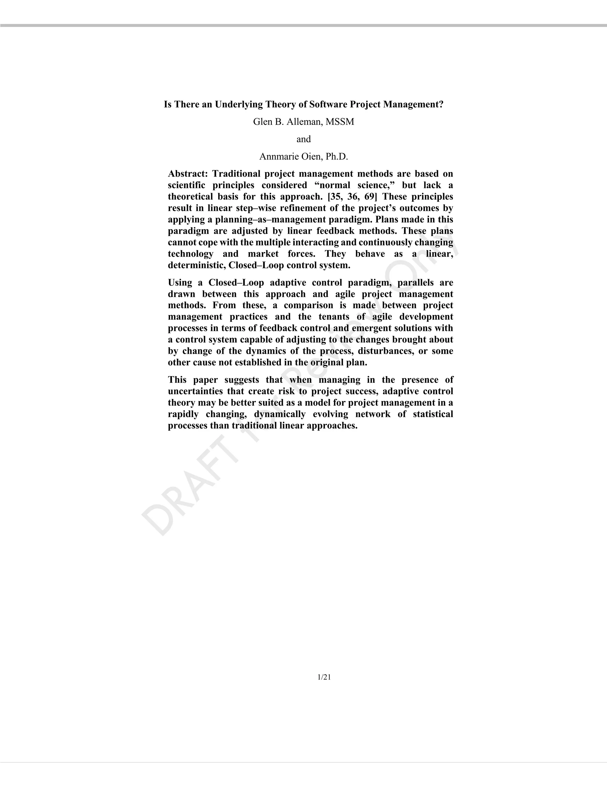 Project Management Theory | PDF