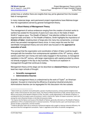 Project management theory and management of large complex projects ...