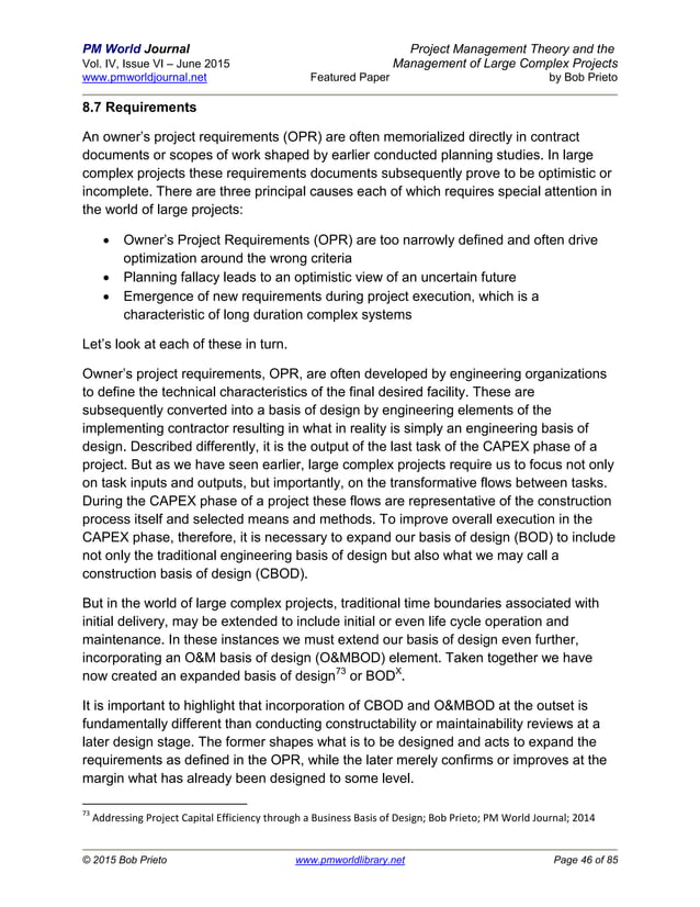 Project management theory and management of large complex projects ...