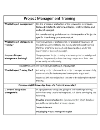 Project Management Training | PDF