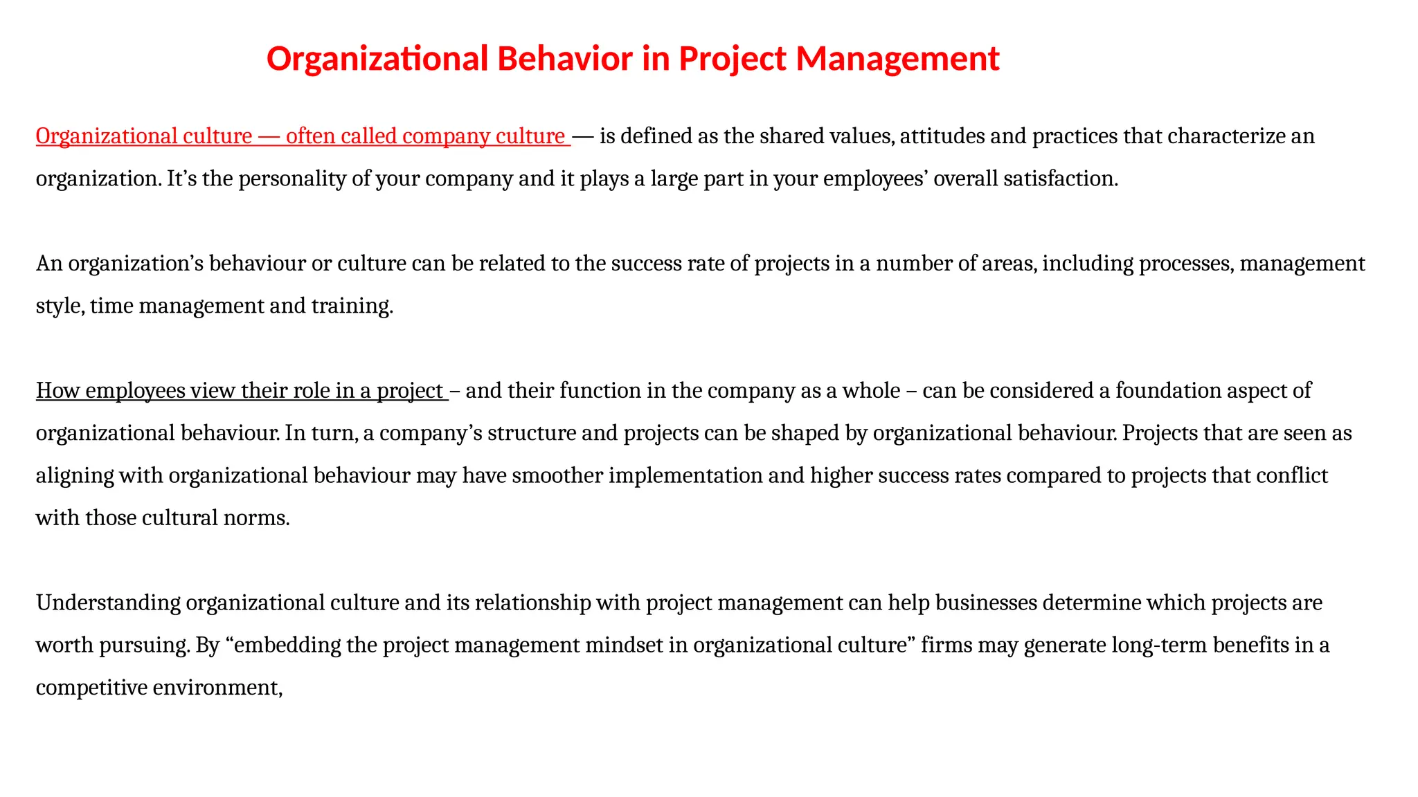project management for organization structures and culture | PPTX