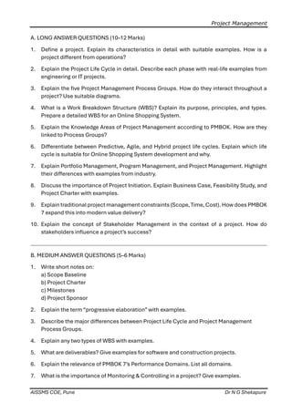 Project Management Unit I SE OE-II SPPU Pune (2024 Pattern) | PDF