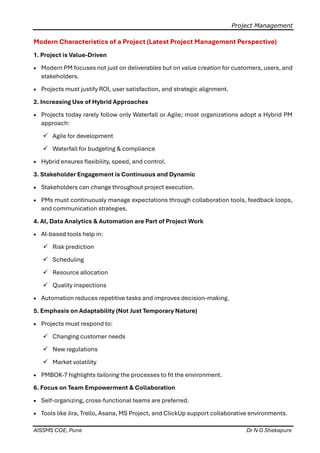 Project Management Unit I SE OE-II SPPU Pune (2024 Pattern) | PDF