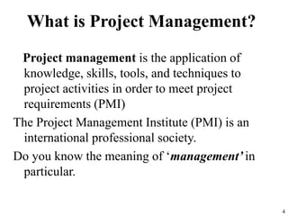 PROJECT MANAGEMNET LECTURE 1.ppt | Free Download