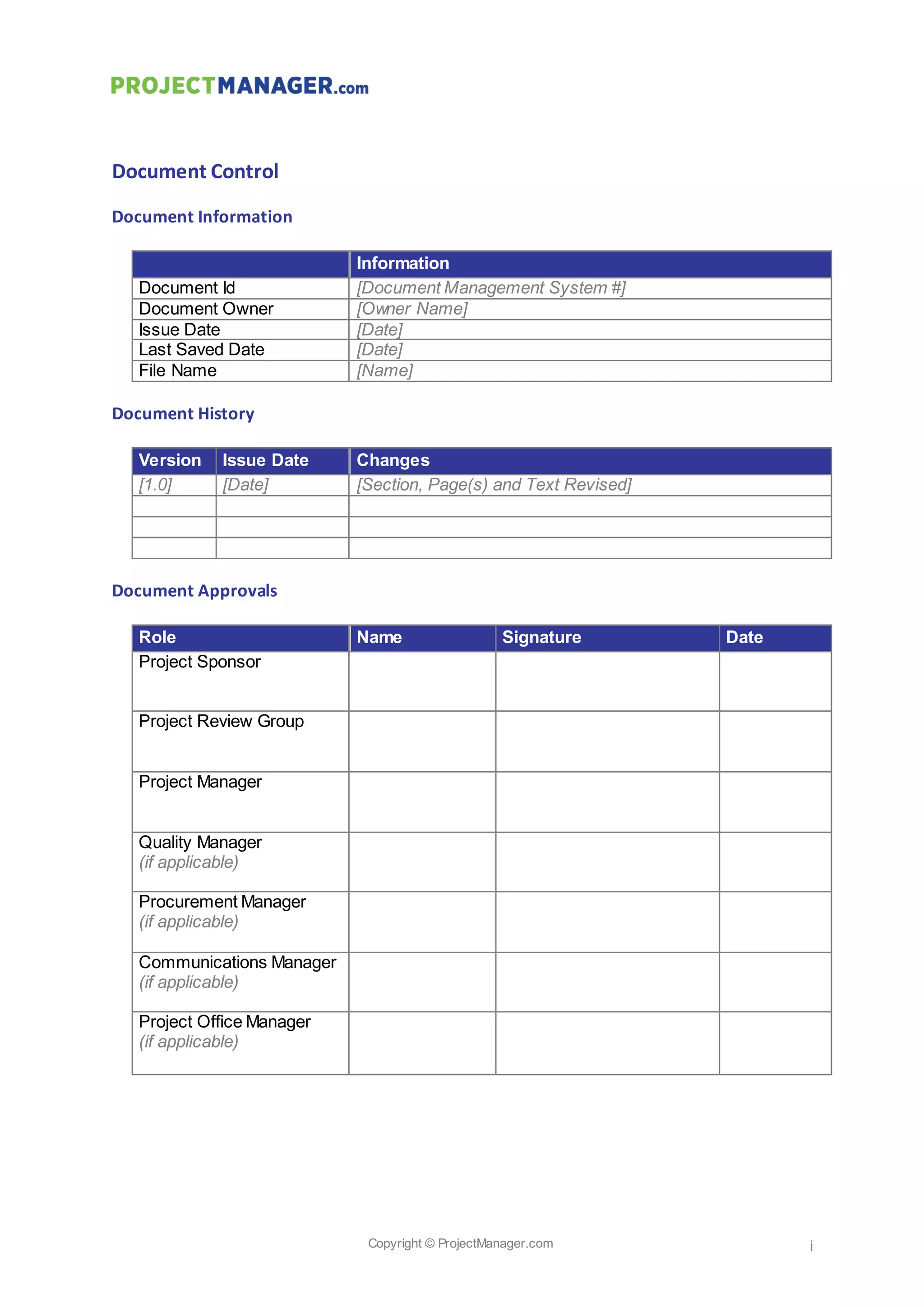 Project manager project-plan-template-cm | PDF