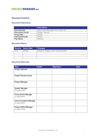 Project manager project-plan-template-cm | PDF