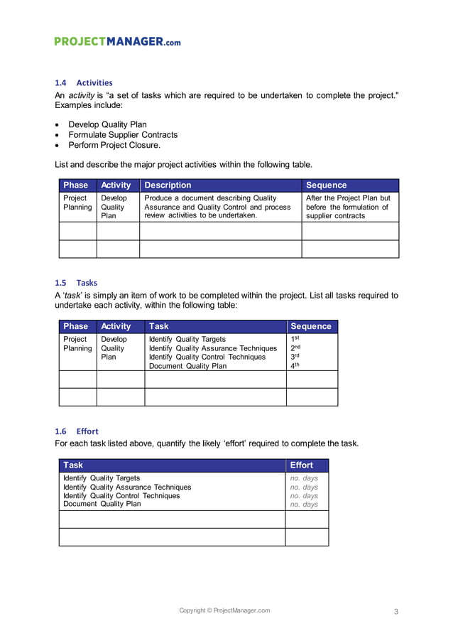 Project manager project-plan-template-cm | PDF