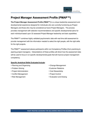Project manager assessment profile pmap | PDF