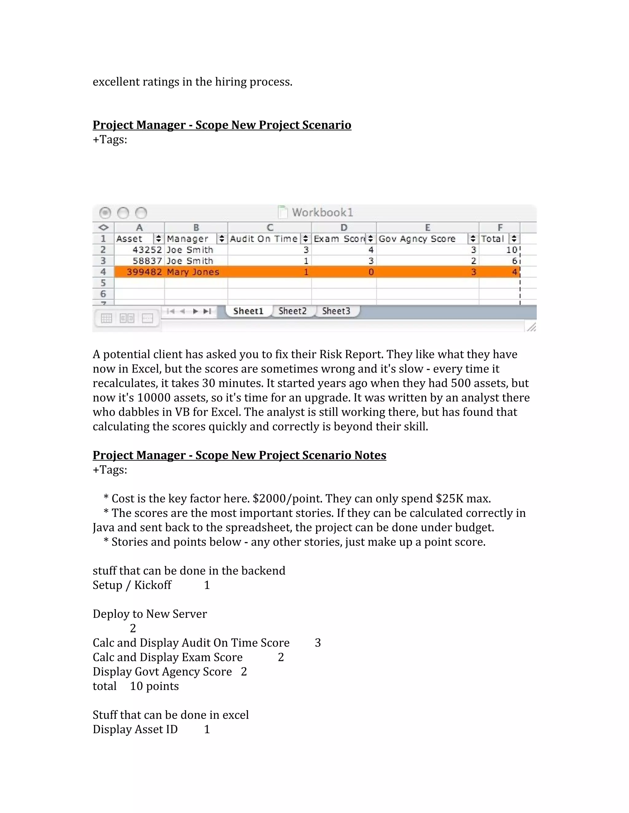 Project manager scenarios | DOC