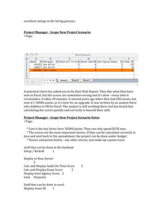 Project manager scenarios | DOC | Business | Business and Finance