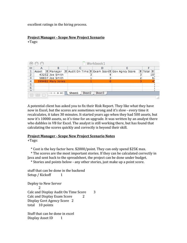 Project manager scenarios | DOC | Business | Business and Finance