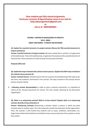 Project managment (pm) solved assignments summer 2015 | PDF