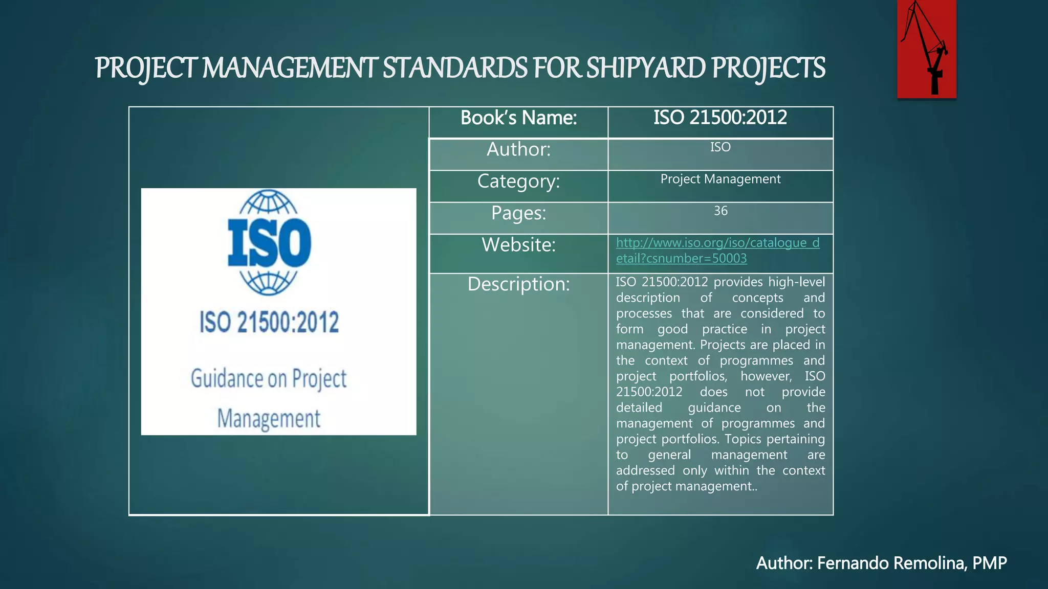 Project management standards for shipyard projects | PPTX