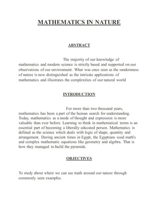 Project math in nature | DOCX | Geography | Science