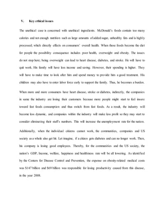 Mc Donald's Unethical case study | DOCX