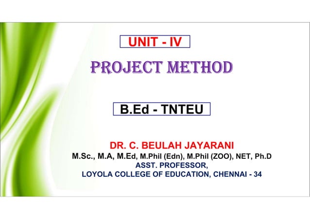 Project method | PDF | Homework and Study | Education
