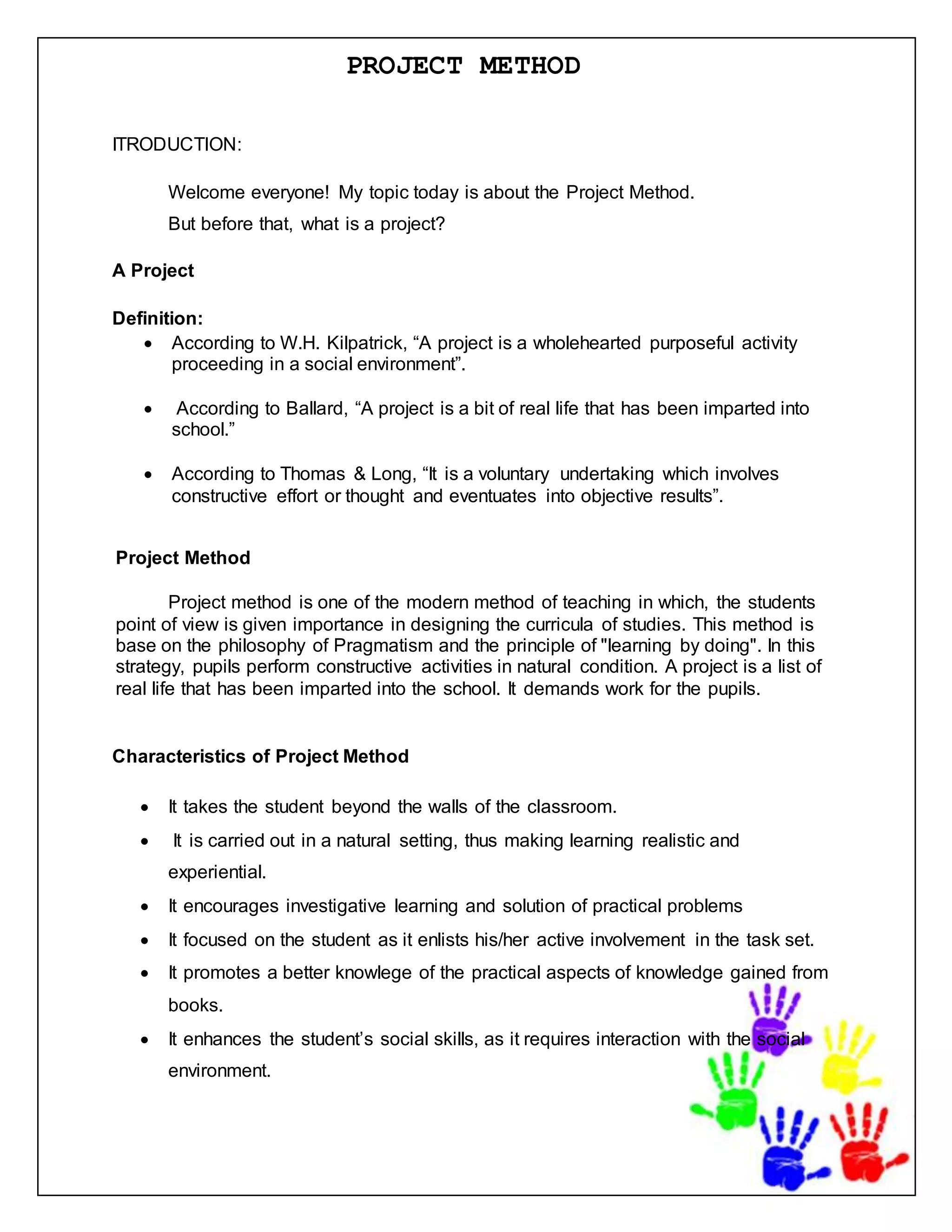 Project method (for hard copy) | PDF