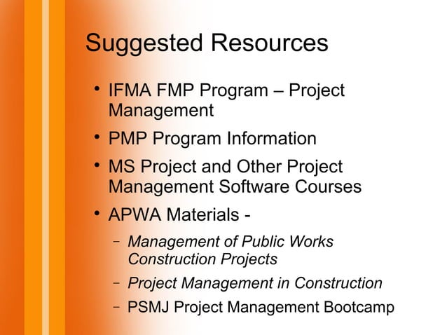 Project Management for Public Works Professionals | PPT