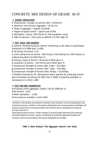 Project Report on Concrete Mix Design of Grade M35 | DOCX