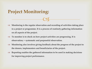 Project monitoring and control & planning for monitoring | PPTX