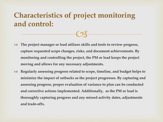 Project monitoring and control & planning for monitoring | PPTX