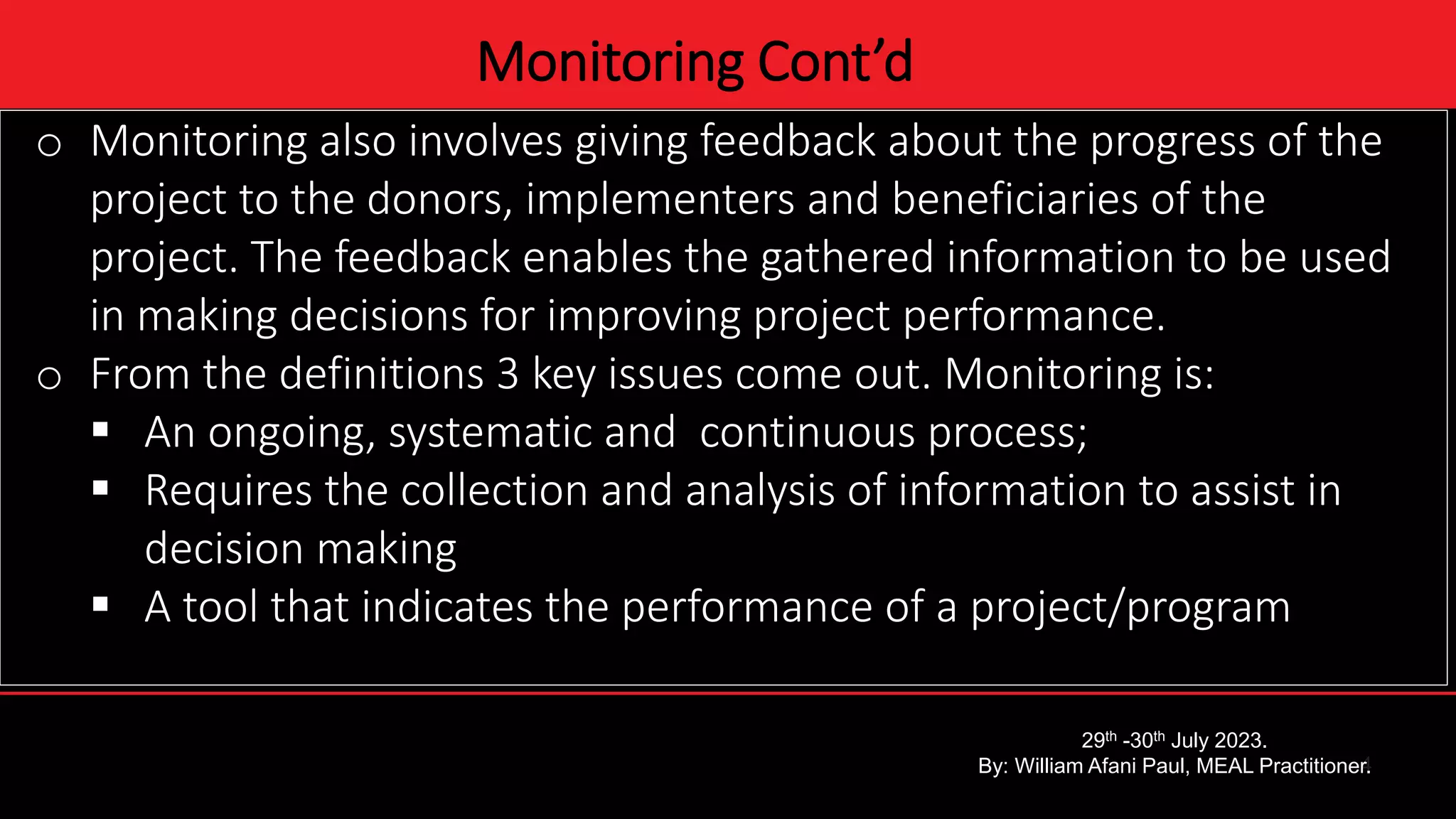 Project Monitoring and Evaluation (M and E Plan) Notes | PPTX