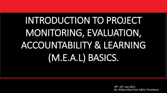 Project Monitoring and Evaluation (M and E Plan) Notes | PPTX