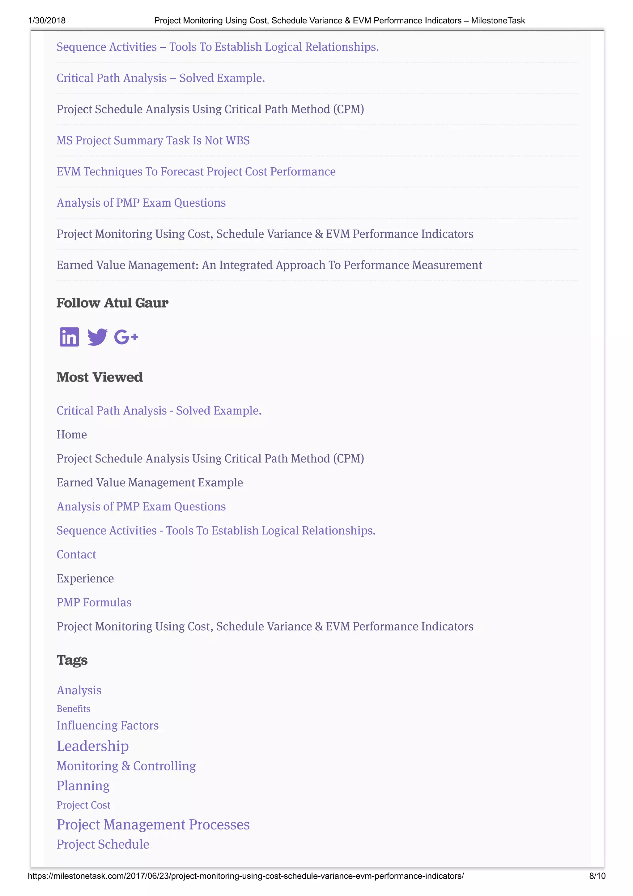 Project Monitoring Using Cost Schedule Variance And Evm Performance