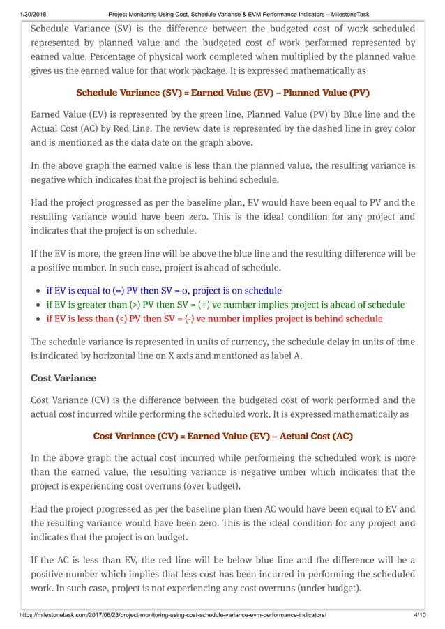 Project Monitoring Using Cost Schedule Variance And Evm Performance