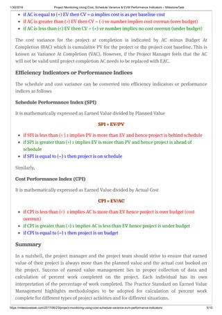 Project Monitoring Using Cost, Schedule Variance & EVM Performance Indicators | PDF | Business ...