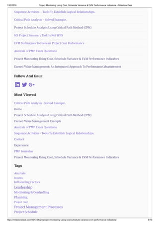 Project Monitoring Using Cost, Schedule Variance & EVM Performance Indicators | PDF | Business ...