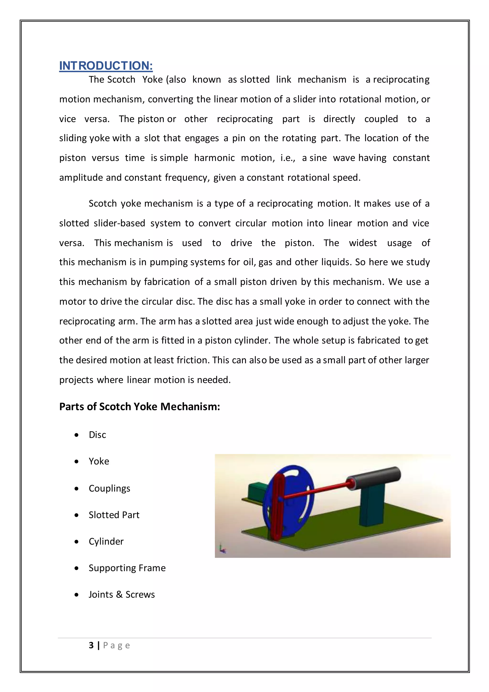Project Motorized Scotch Yoke Mechanism | DOCX